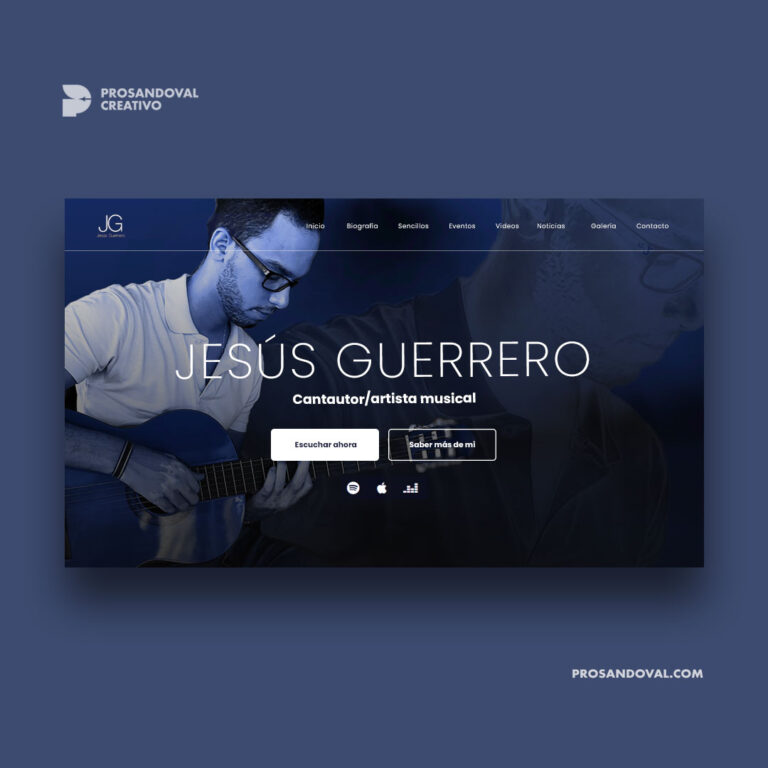 Diseño página web para artista musical | Prosandoval Creativo