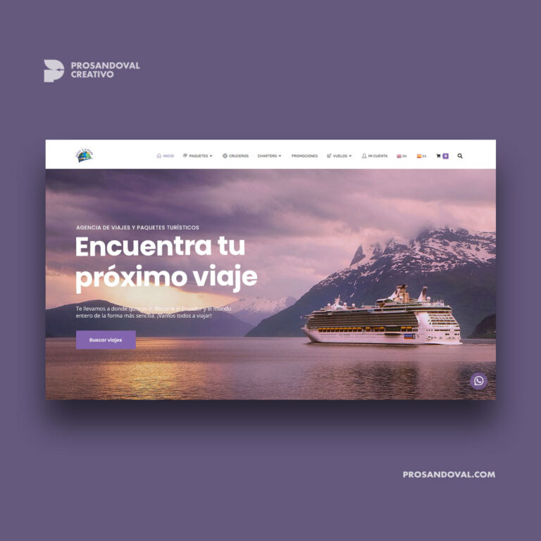 Diseño página web de viajes y turismo | Prosandoval Creativo
