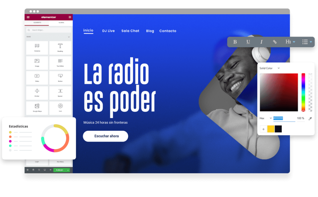 Diseño página web para radio online | Streaming | AUTO DJ | APP