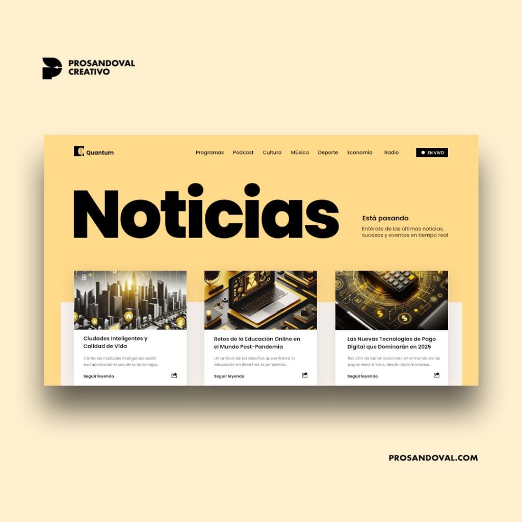 Diseño página web para periódico digital | Prosandoval Creativo