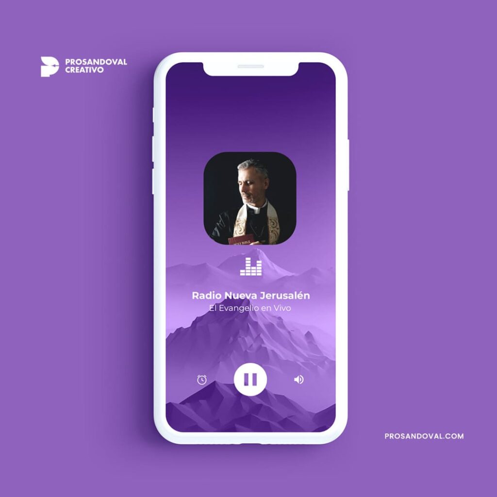 Diseño de App para iglesias cristianas con streaming de radio | Prosandoval Creativo